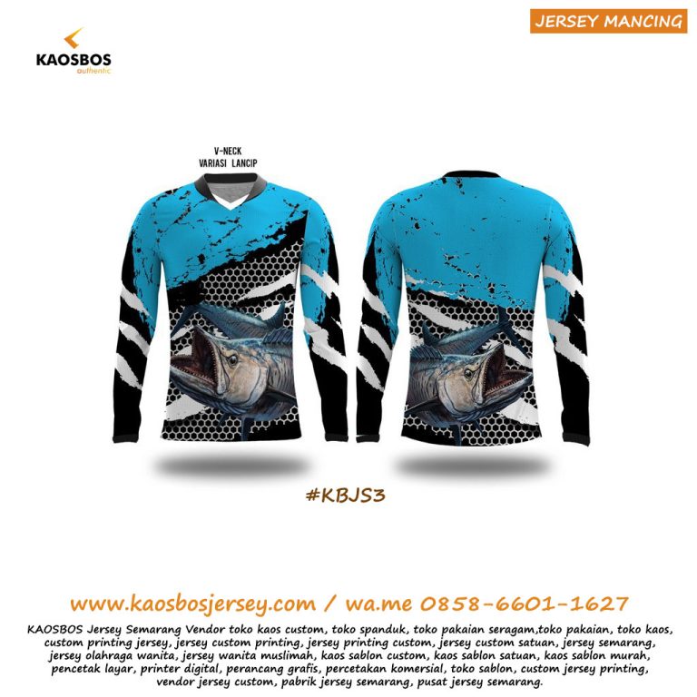 Jersey Mancing Mania Baramundi Lengan Panjang Putih Hitam - Kaos Bos ...