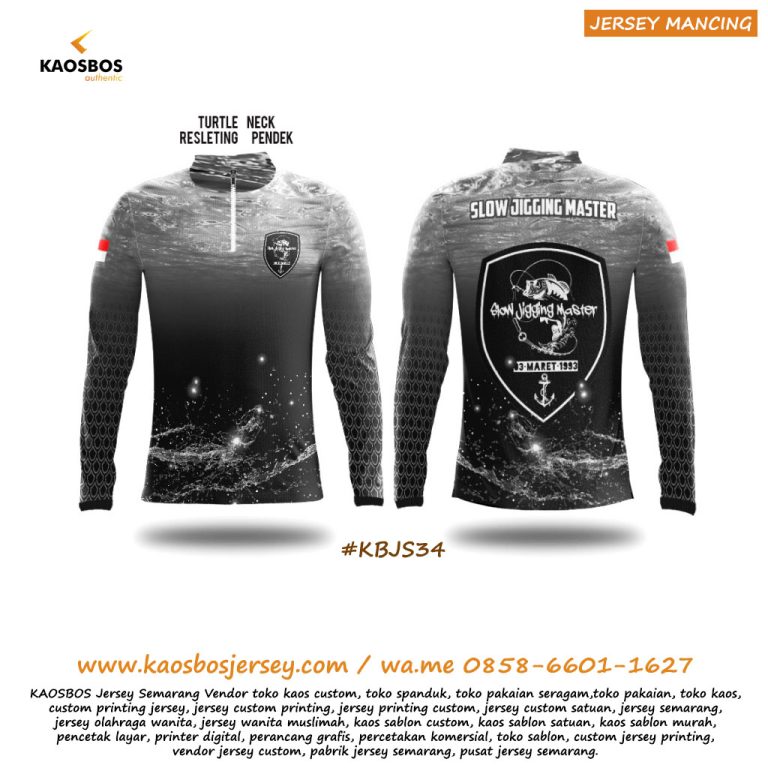 Jersey Mancing Mania Baramundi Lengan Panjang Putih Hitam - Kaos Bos ...