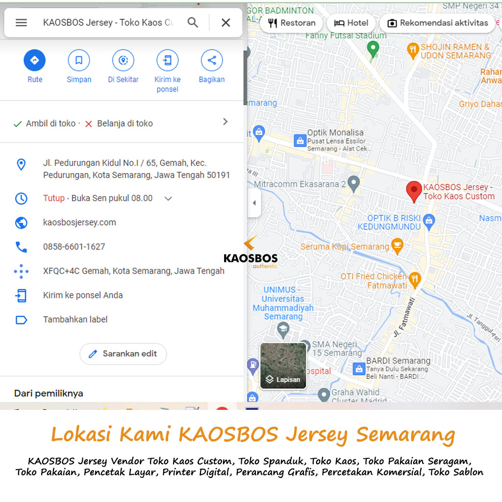 Lokasi Toko Baju Kaos Custom Jersey Printing Kaos Bos Jersey
